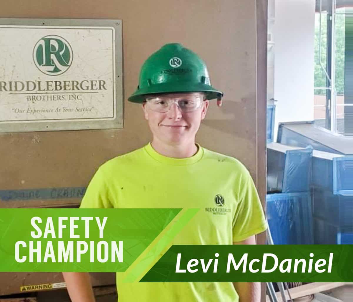 September Safety Champion - Levi McDaniel - Riddleberger Brothers, Inc